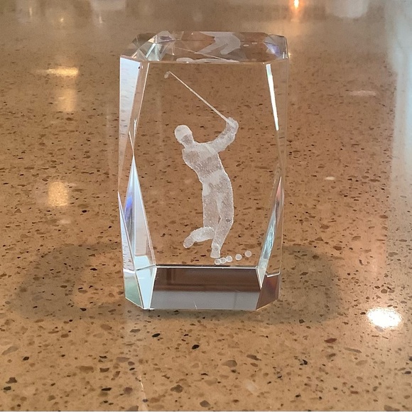 Office | Vintage Glass Golfer Bubblegram Paperweight | Poshmark